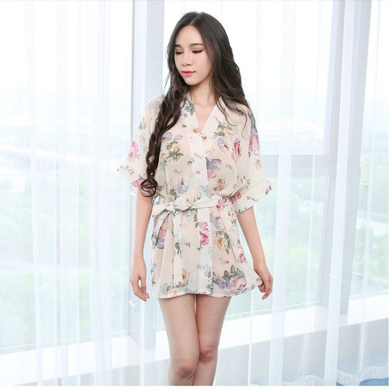 Generic Sexy Underwear Temptation Chiffon Bathrobe Pajamas Suit Kimono ...