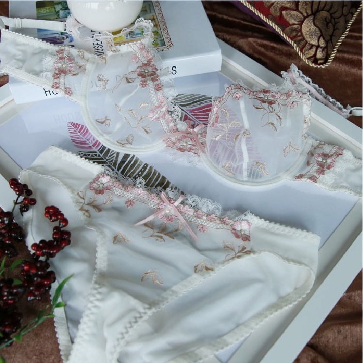 Generic Sexy Underwear Ultra-Thin See-through Embroidery Lace Bra Big ...