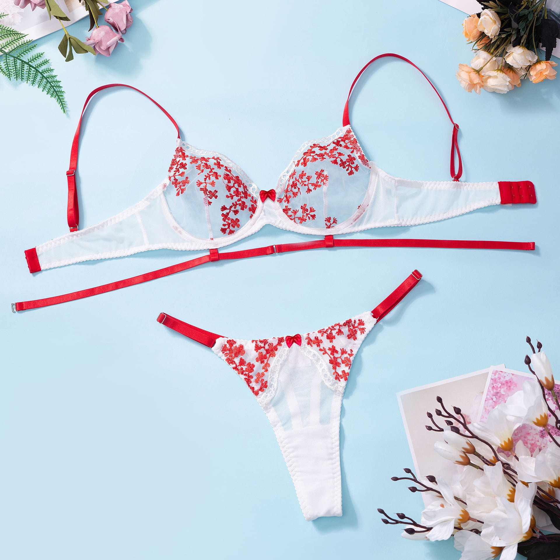 Generic Sexy Women Clothing Floral Embroidered Underwear Bra Sexy Suit ...