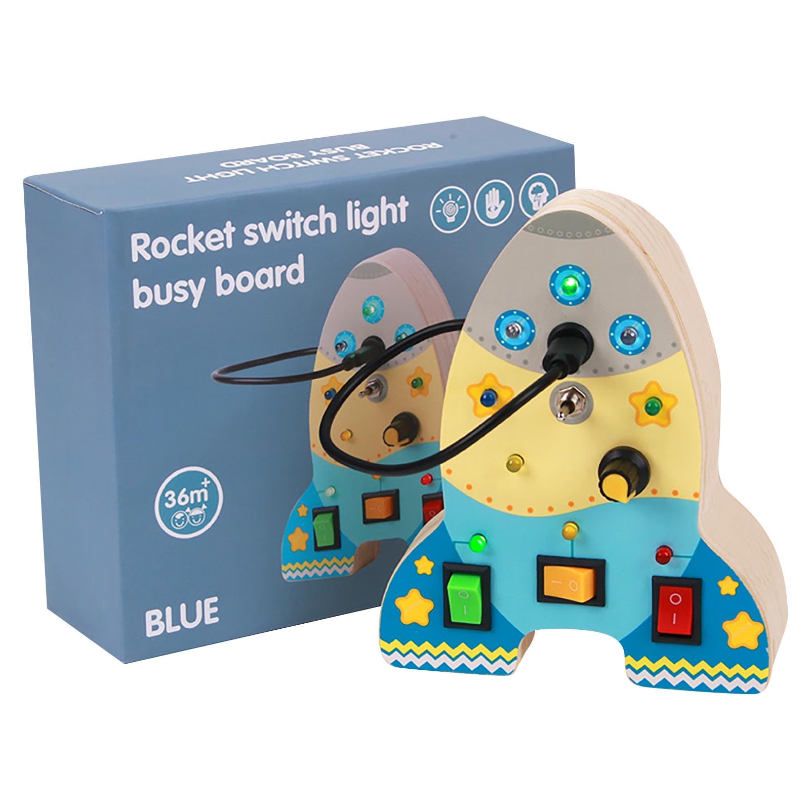 Generic Space Rocket Montessori Toddler Busy Board, LED Lights ...