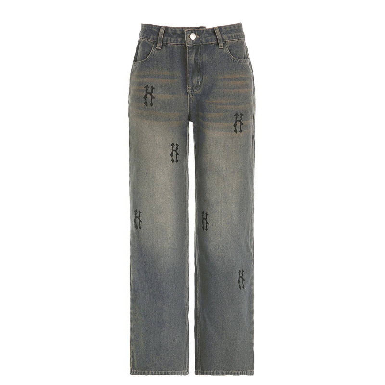 Generic Street Hip Hop Style Washed and Worn Niche Printed Jeans Loose ...