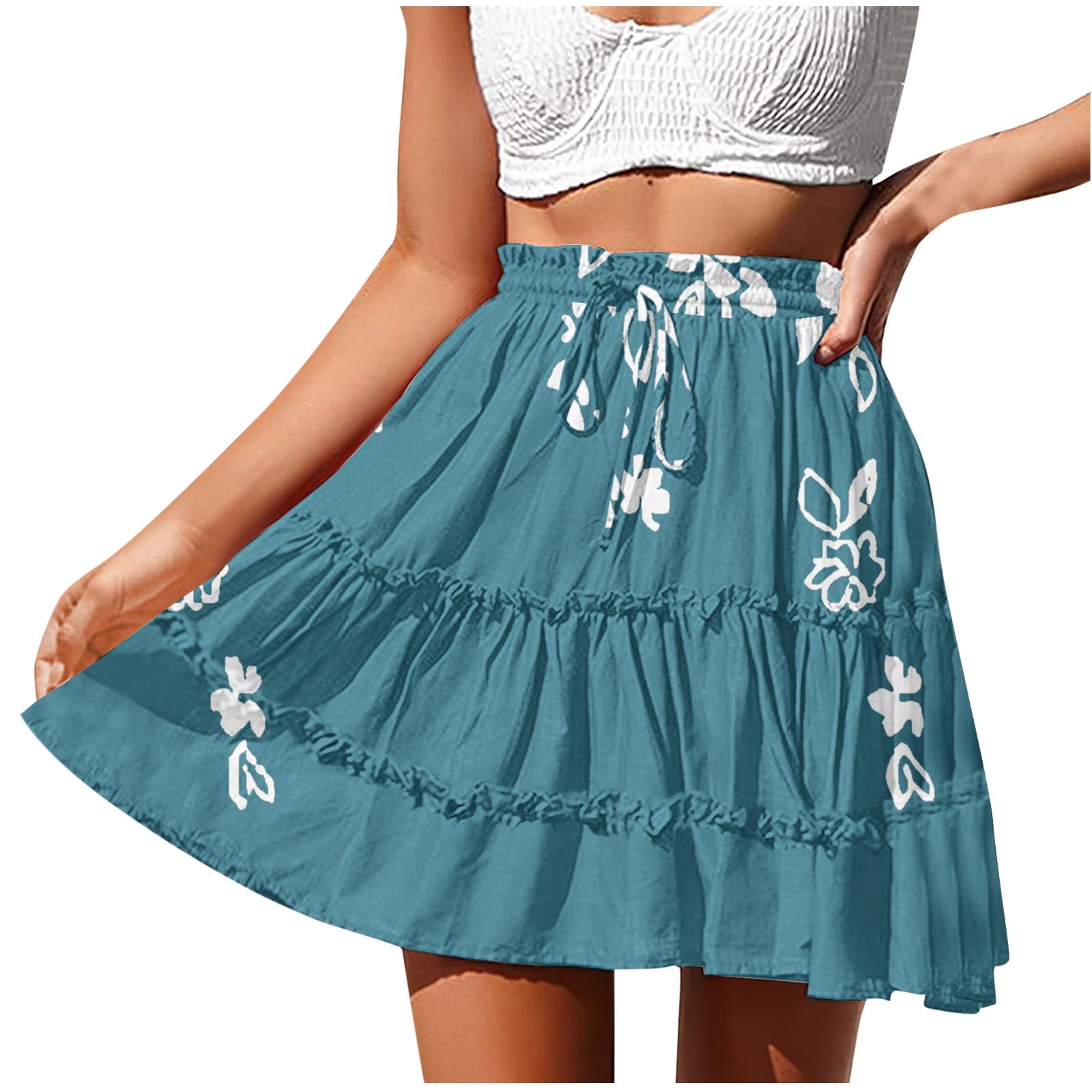 Generic Summer Skirts for Women Summer Comfortable Printed Floral Vintage Skirt Loose ...