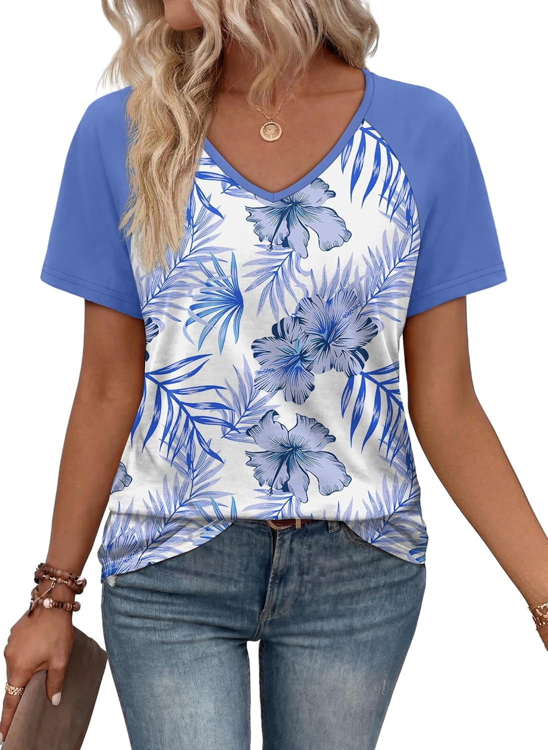 Generic Summer Tops Short Sleeve Boho Shirts Raglan Spring Outfits ...