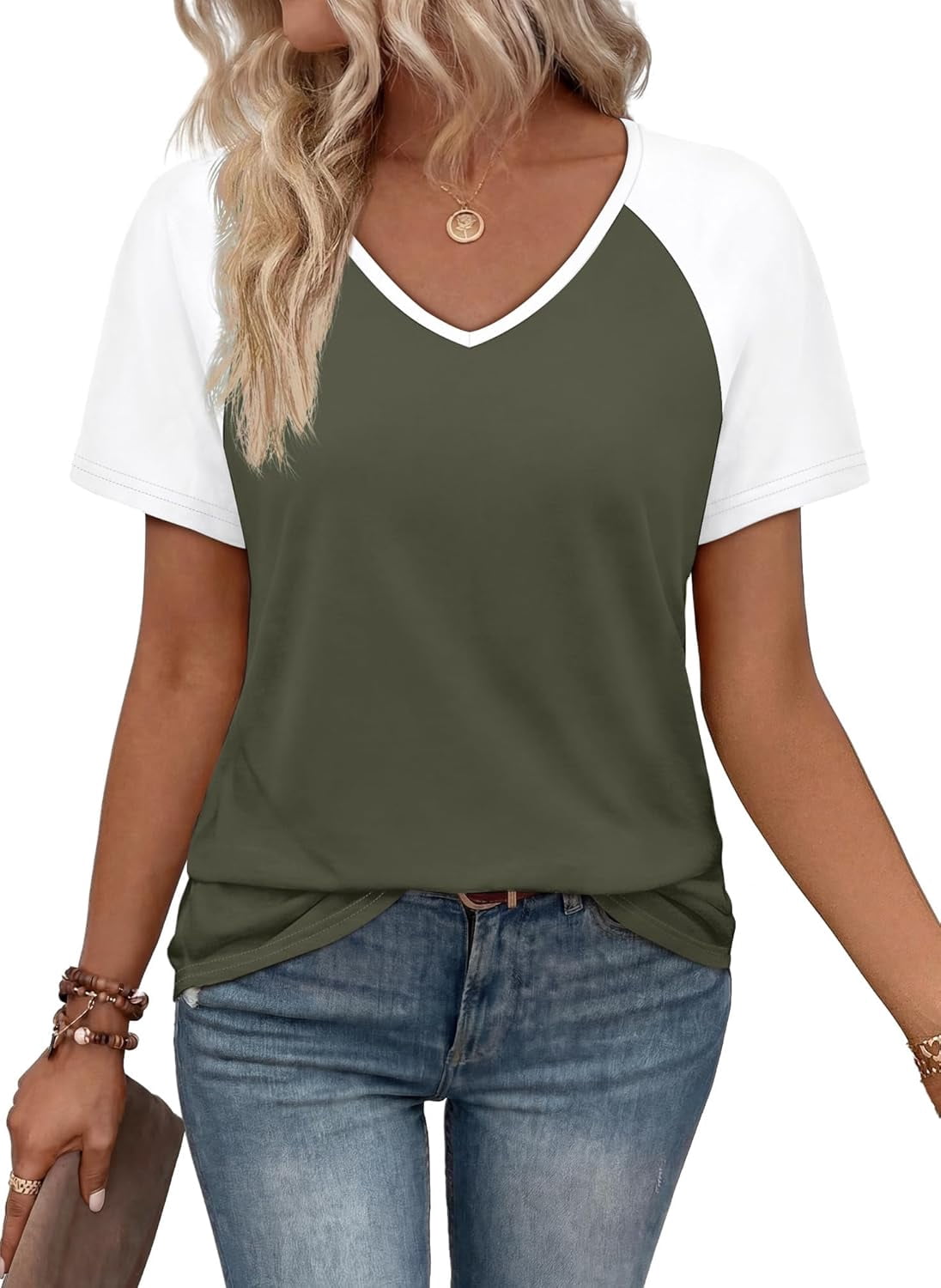 Generic Summer Tops Short Sleeve Boho Shirts Raglan Spring Outfits ...