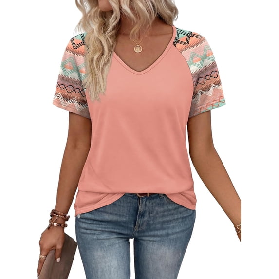 Generic Summer Tops Short Sleeve Boho Shirts Raglan Spring Outfits ...