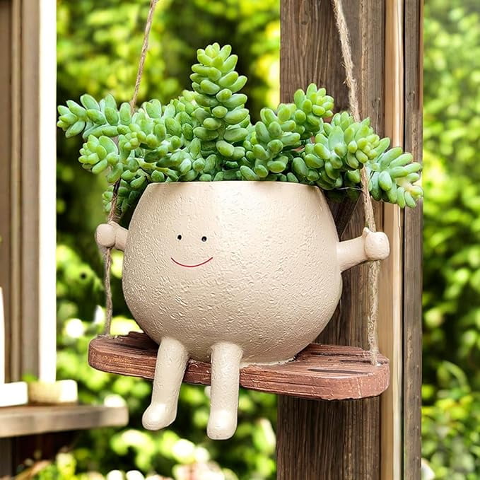 Generic Swing Face Planter Pot Hanging Resin Flower Head Planters ...