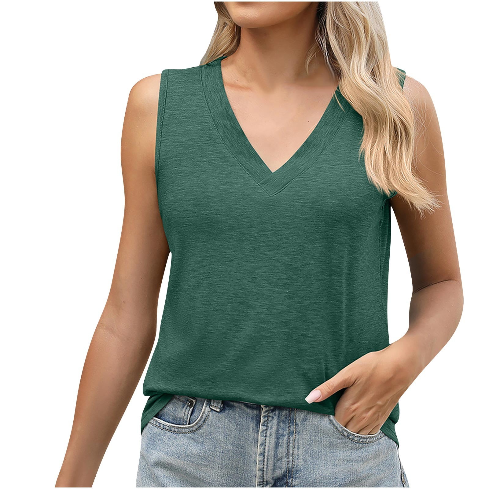 Generic Tank Top Women Summer 2025 Casual Spring V Neck Sleeveless Tee ...