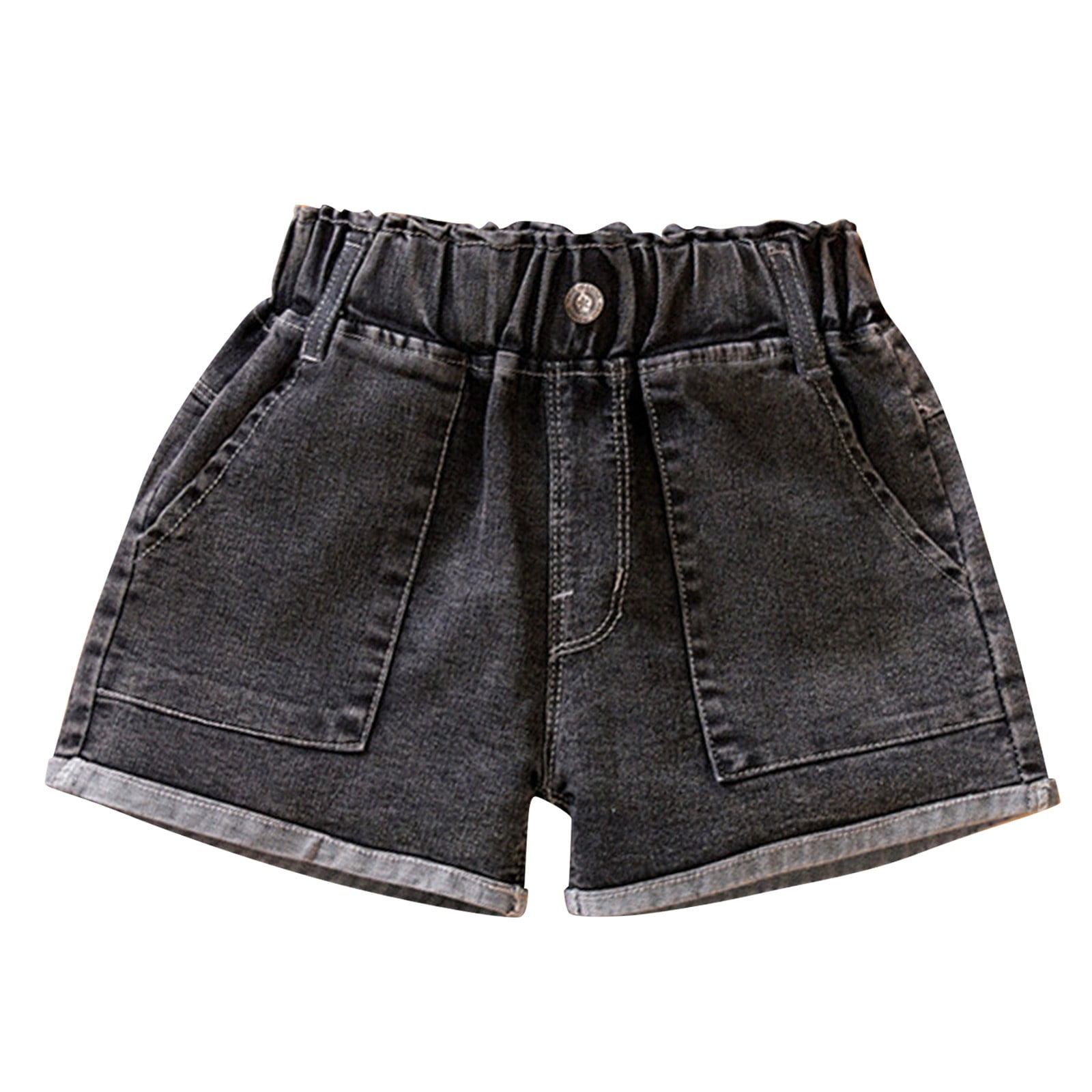 Generic Toddler Boys Girls Solid Color Grain Button Denim Shorts ...