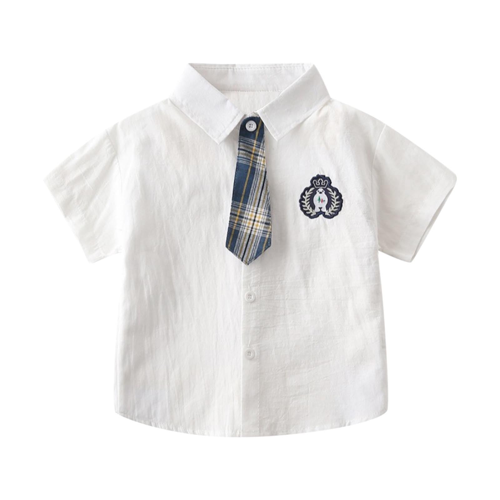 Generic Toddler Children's Button Down T-Shirts with Tie Short Sleeve ...