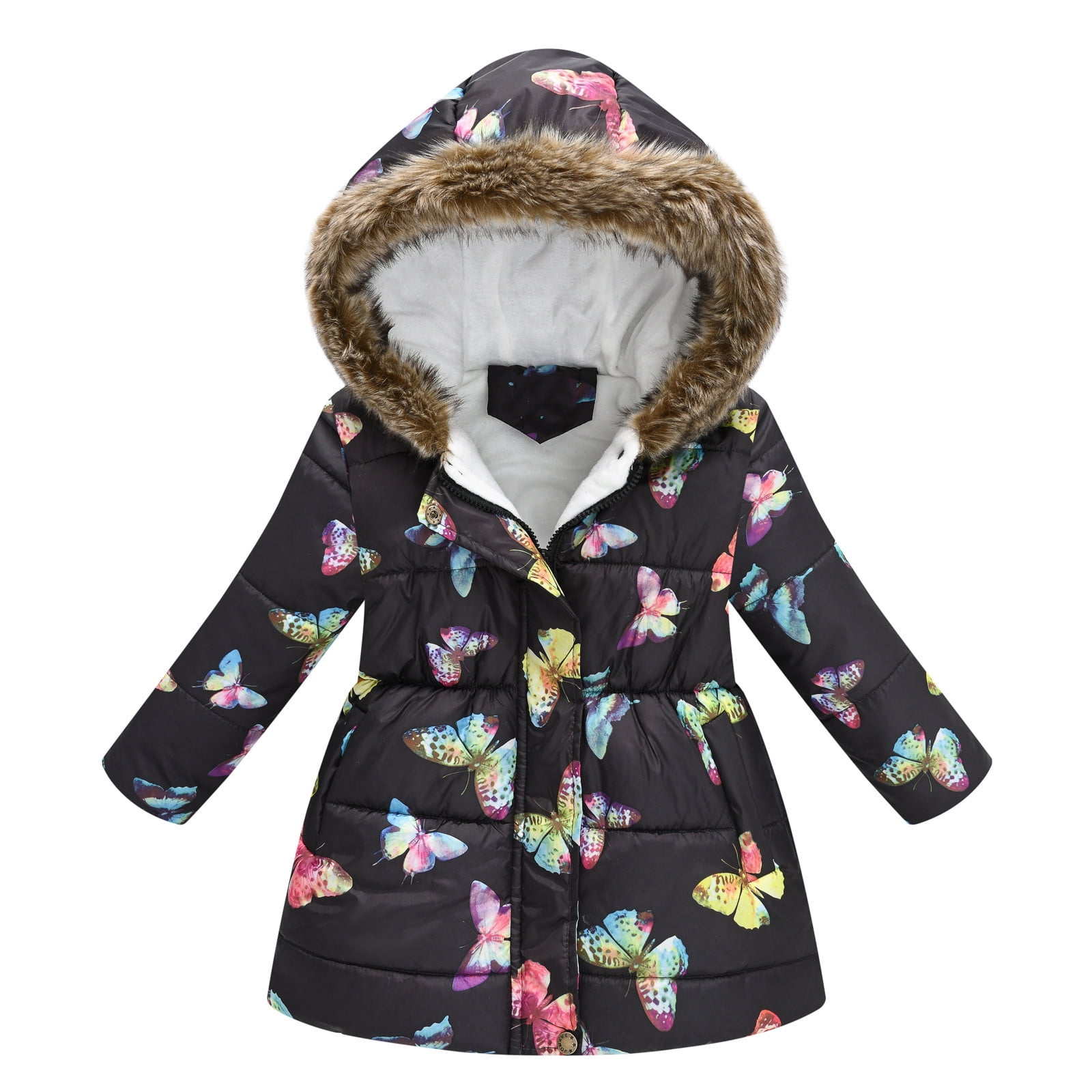 Generic Toddler Girls Winter Fall Clothes Warm Jacket 7-16 Years Old Kids Floral Thick Hooded ...