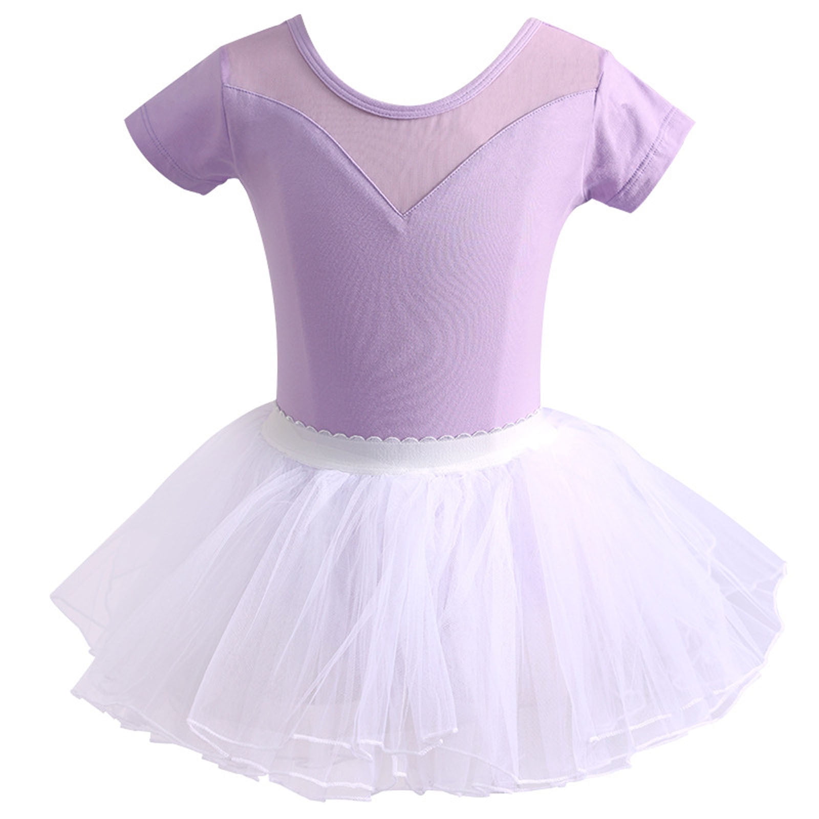 Generic Toddler Kids Girls Short Sleeve Sheer Mesh Ballet Leotard Dance ...