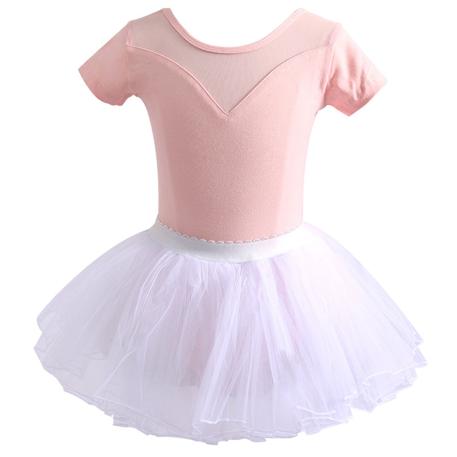 Generic Toddler Kids Girls Short Sleeve Sheer Mesh Ballet Leotard Dance ...