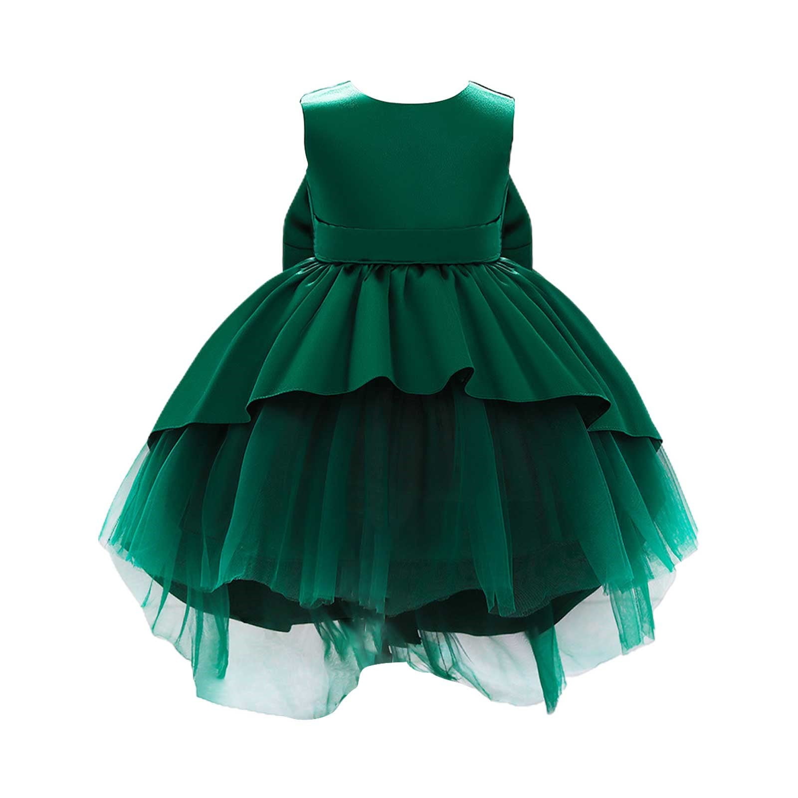Generic Toddler Pageant Dress Dark Green Solid Color Back Big Bow ...