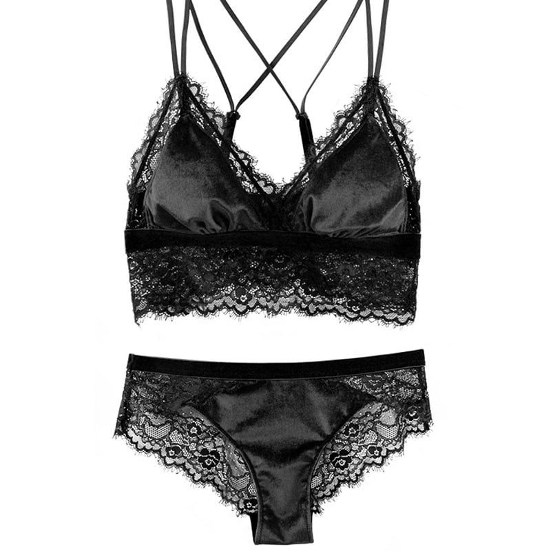 Generic Trendy New Velvet Triangle Cup Bra Set Cross Beauty Back ...