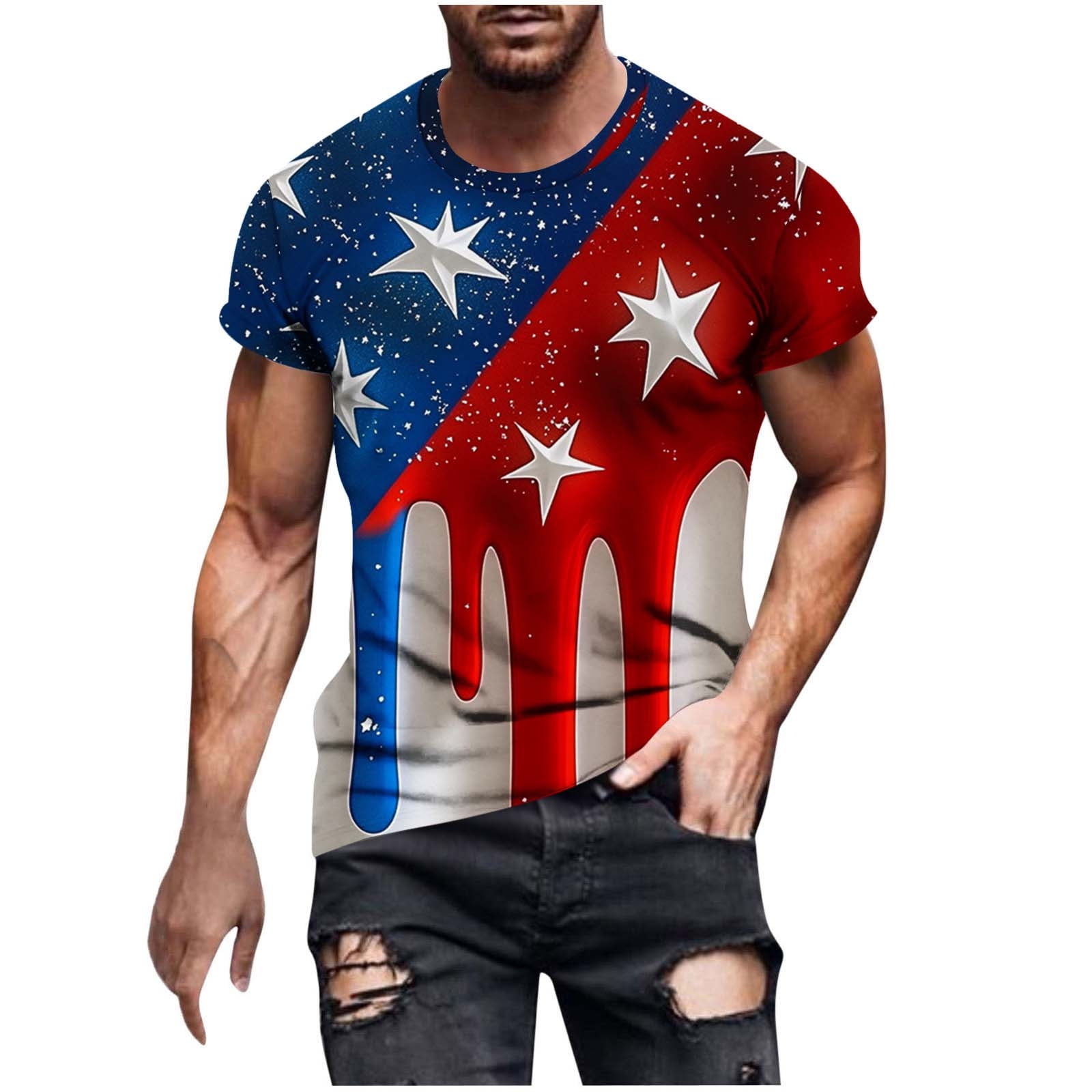 Generic USA 4th of July Shirts for Men American Flag Short Sleeve ...