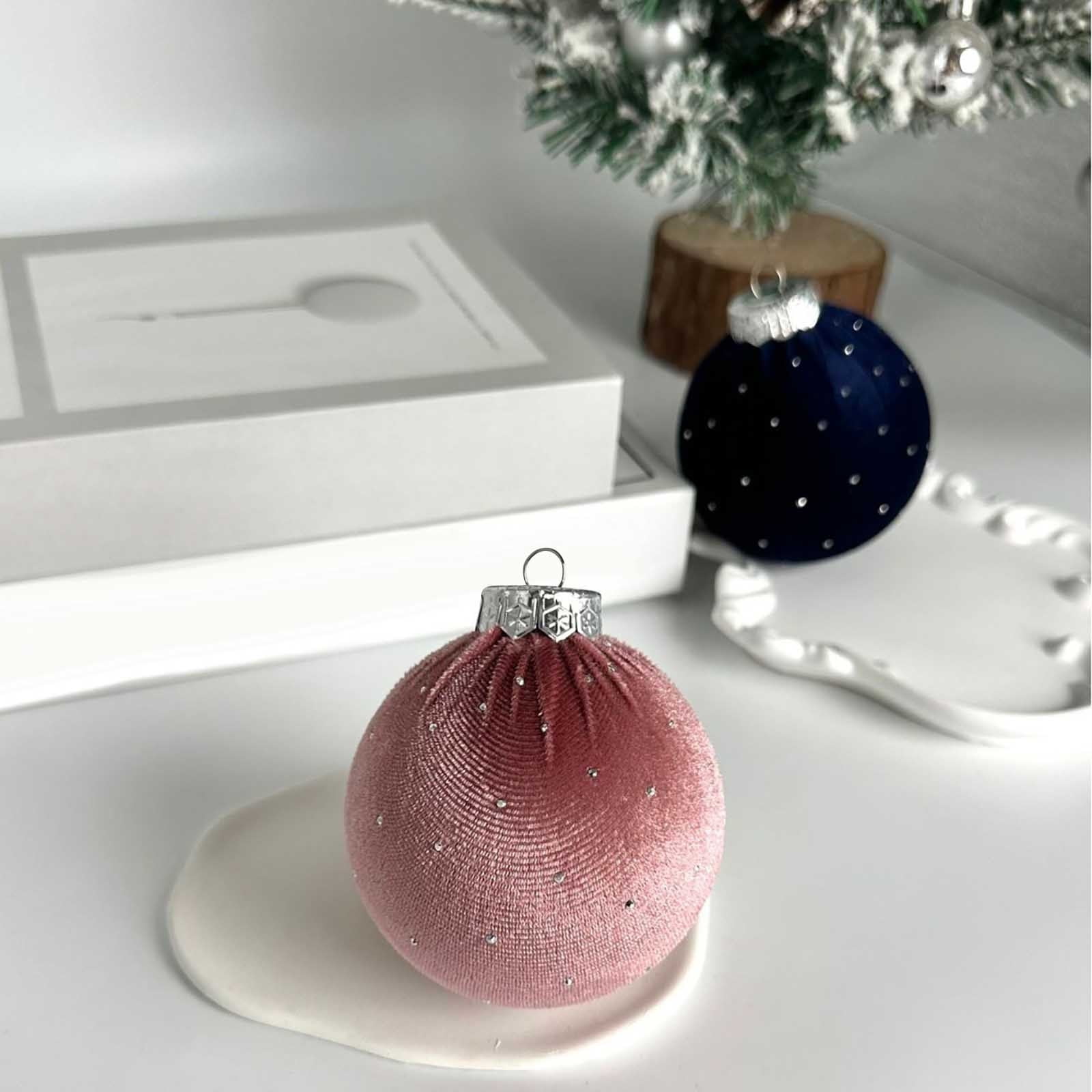 Generic Velvet Christmas Ball Ornament Flocked Christmas Hanging Ball ...