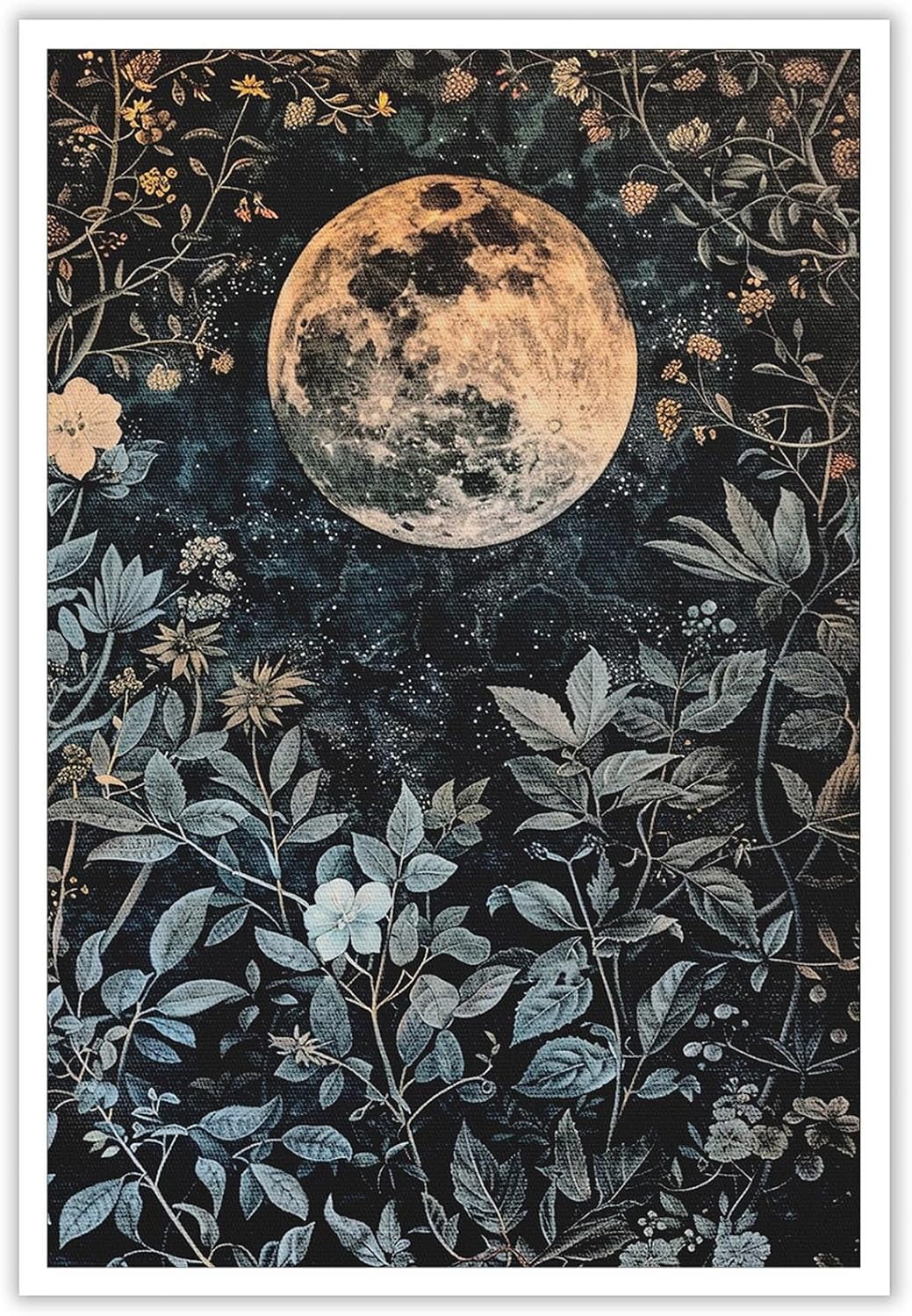 Generic Vintage Moon Eclipse Botanical Cottagecore Dark Academia Canvas ...