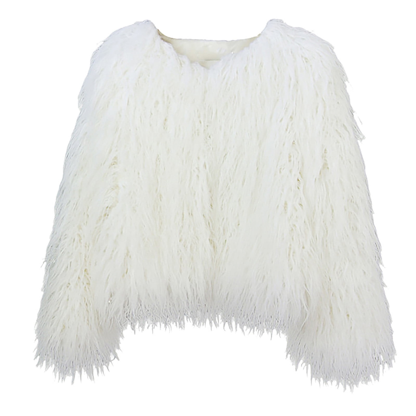 Generic Winter Fluffy Faux Fur Coat Women's Shaggy Jacket Long Sleeve ...