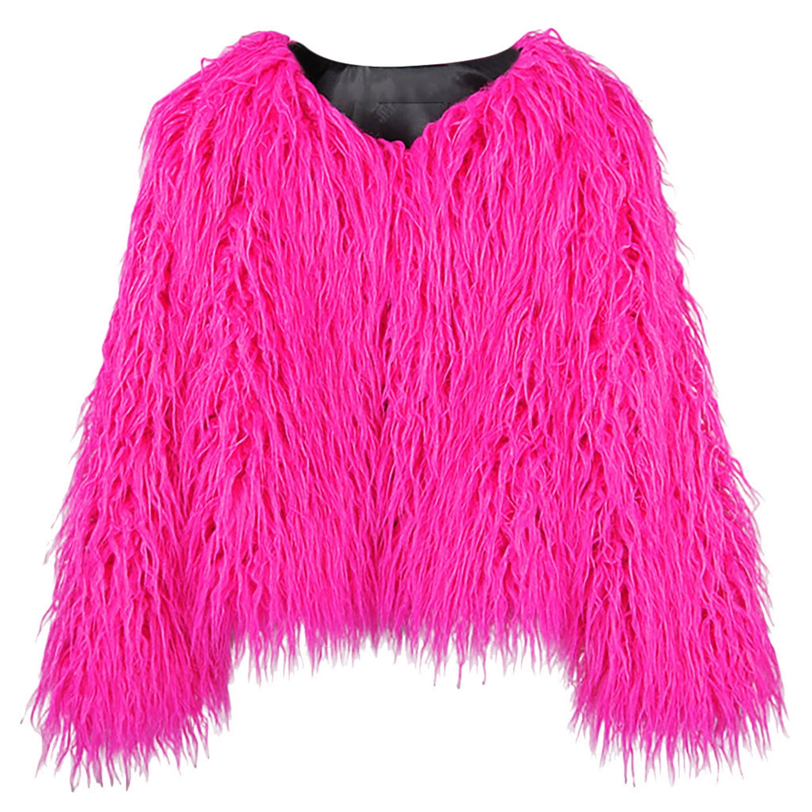 Generic Winter Fluffy Faux Fur Coat Women's Shaggy Jacket Long Sleeve ...