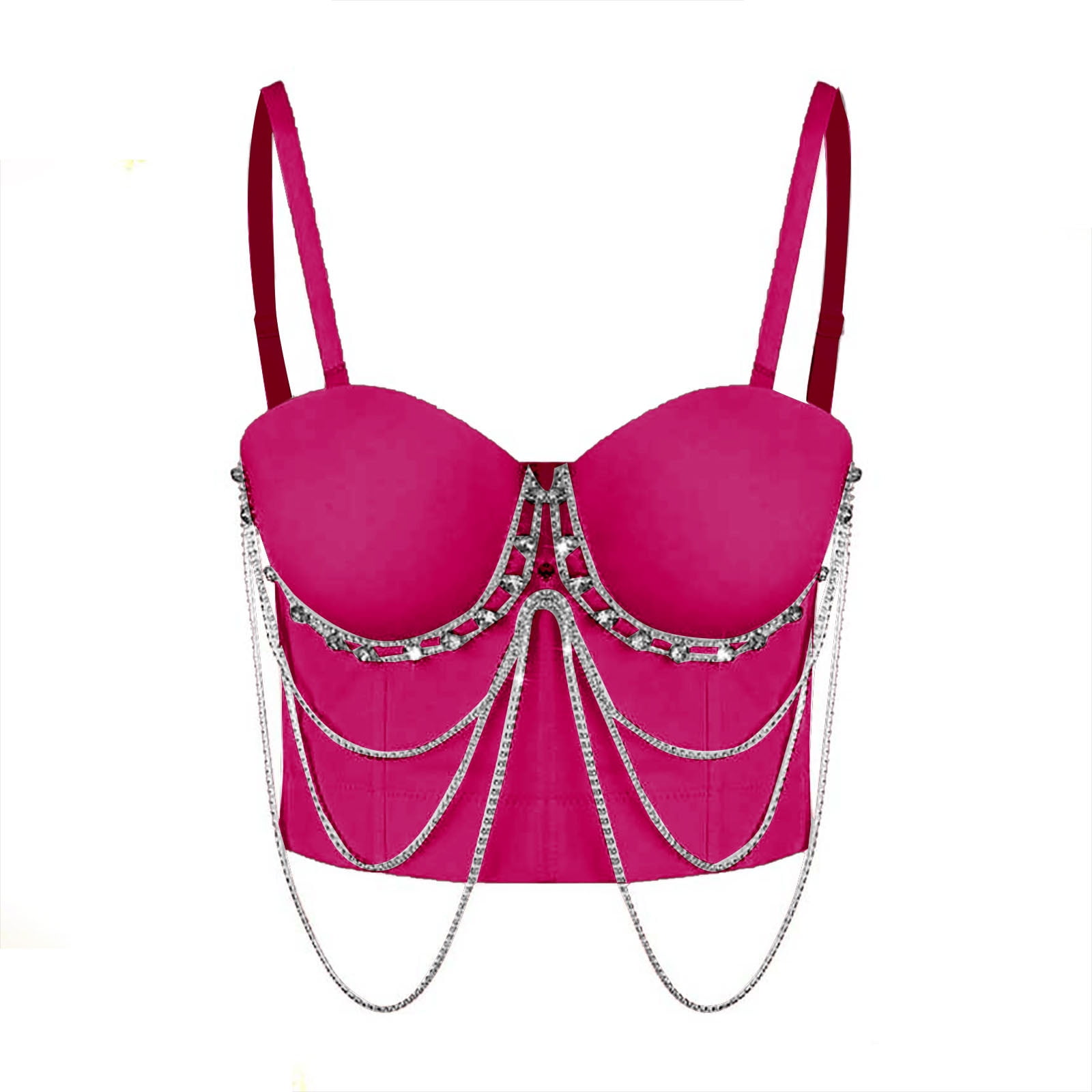 Generic Women Handmade Rhinestone Fringe Bustier Diamond Tassel Corset ...