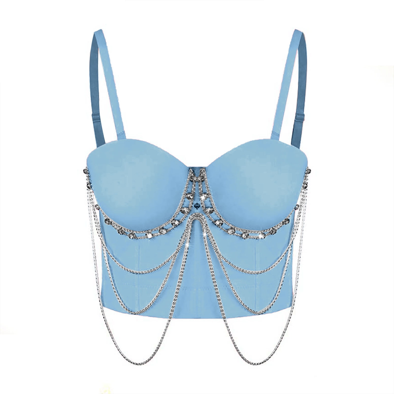 Generic Women Handmade Rhinestone Fringe Bustier Diamond Tassel Corset ...
