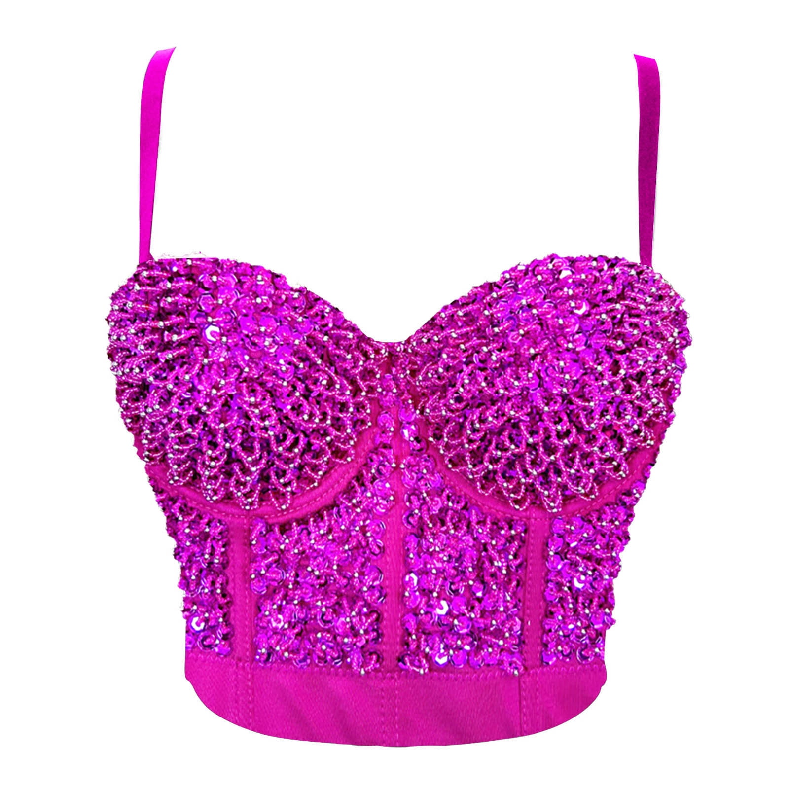 Generic Women's Bustier Crop Top Mesh Corset Top Push up Rhinestone ...