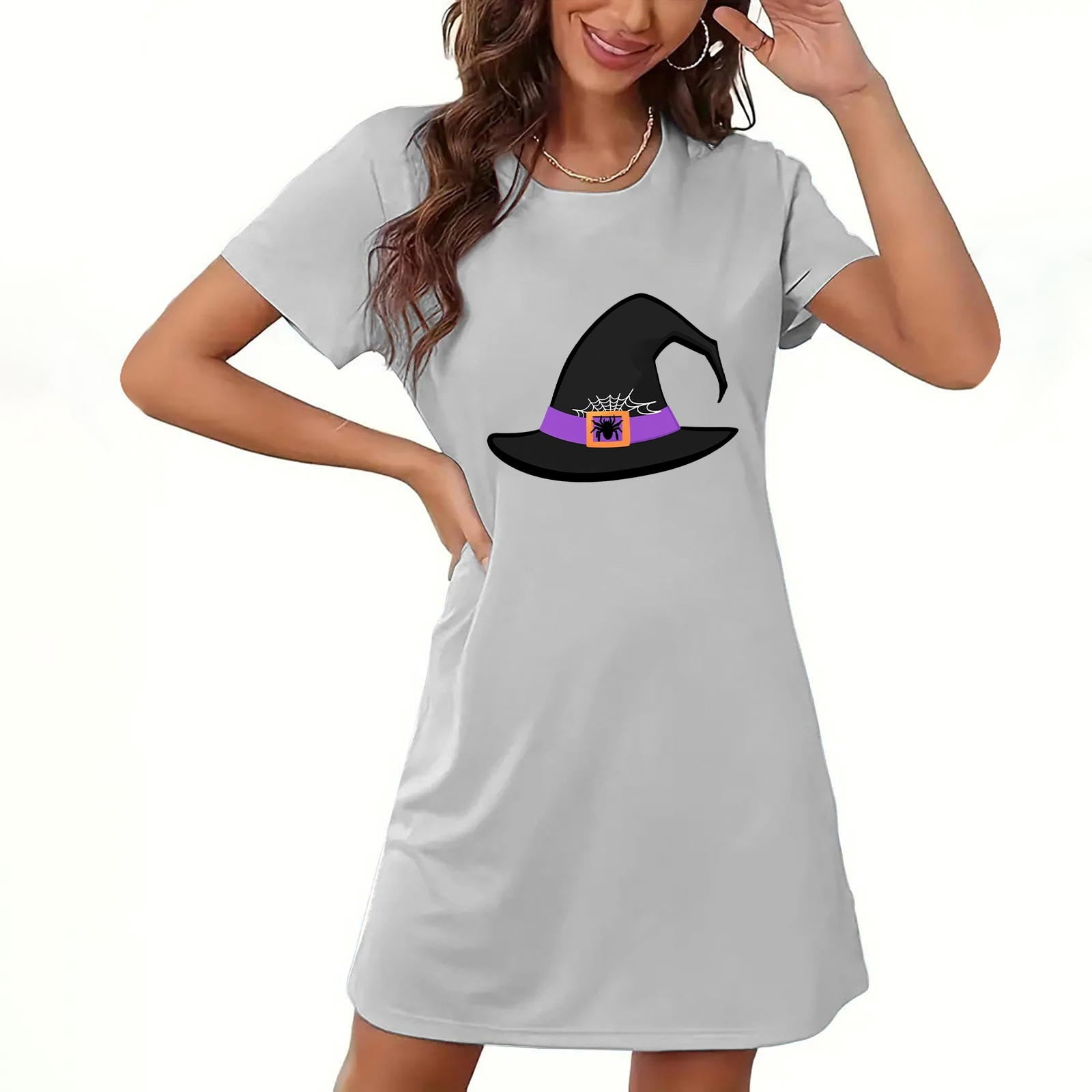 Generic Women's Fun Halloween Nightdress Short Sleeve Scoop Neck ...