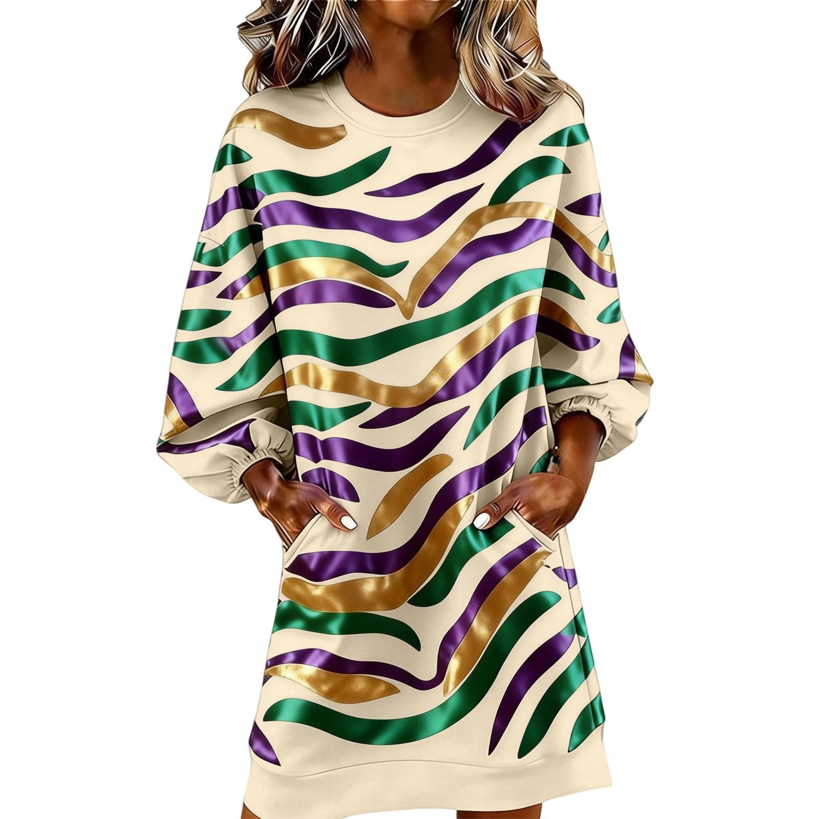 Generic Women's Funny Fashion Mardi Carnival Dress Sequin Tiger Stripe ...