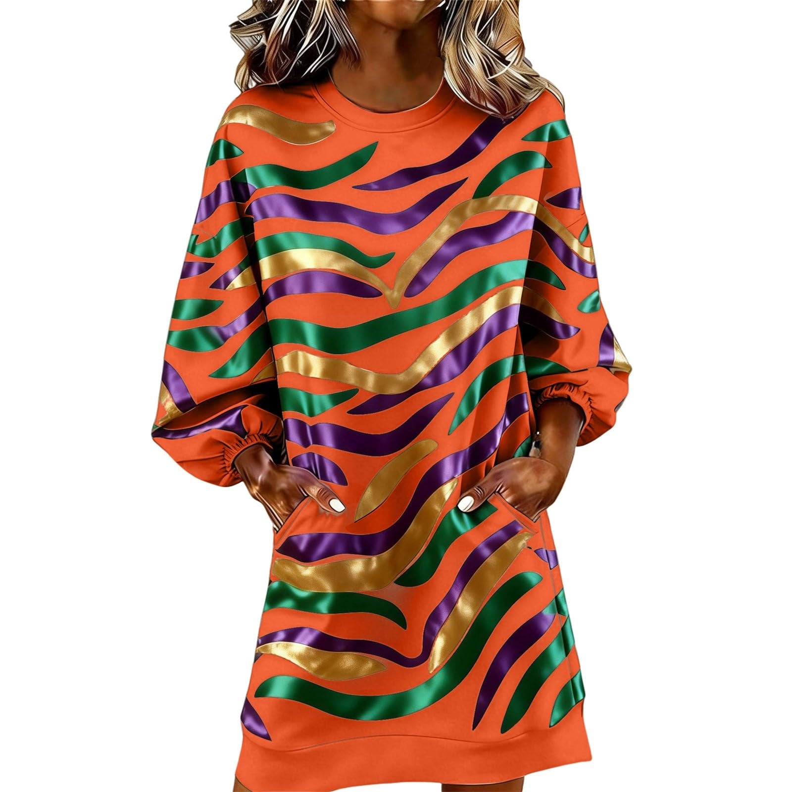Generic Women's Funny Fashion Mardi Carnival Dress Sequin Tiger Stripe ...