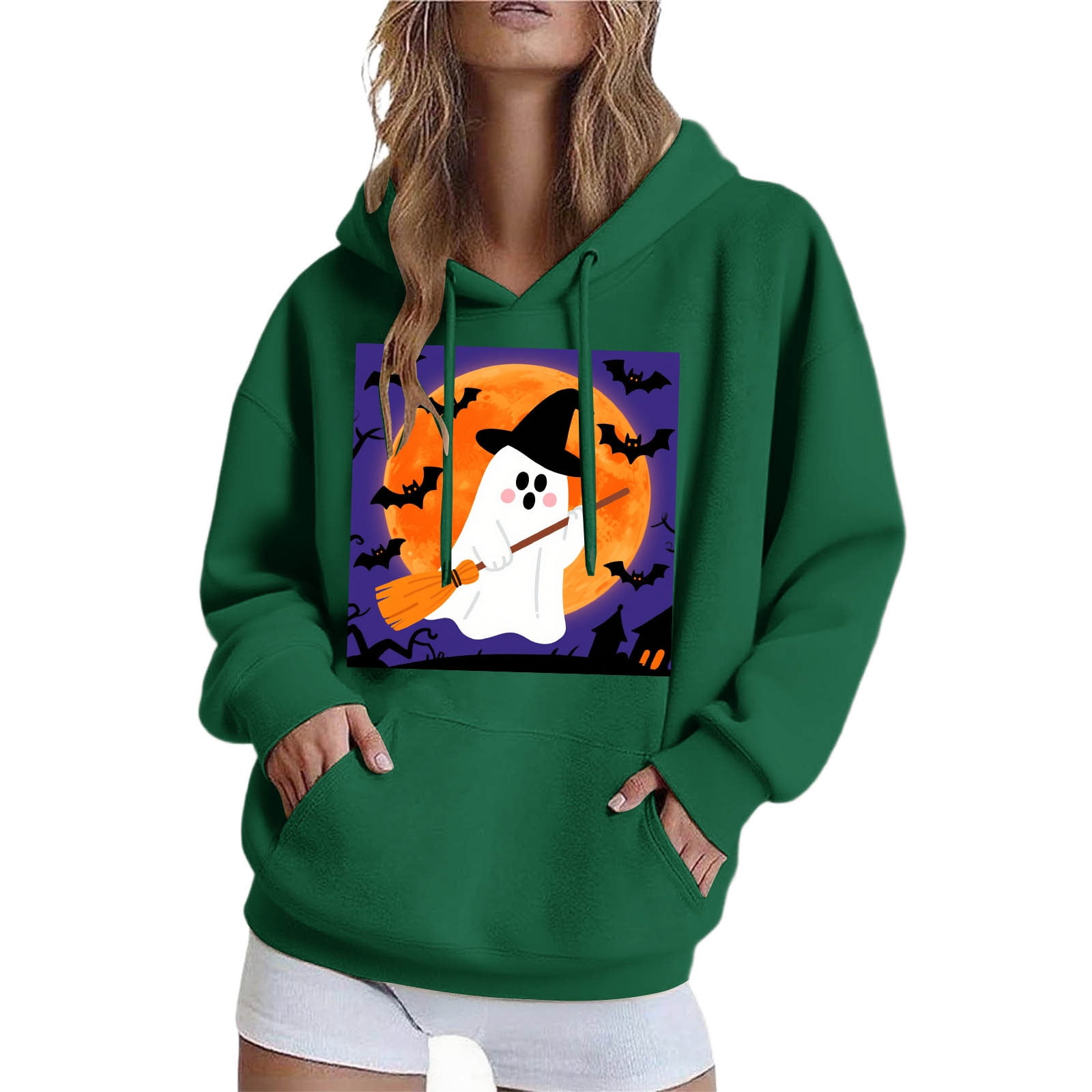 Generic Women's Halloween Hoodies Funny Pumpkin Face Coffee Maple Leaf ...