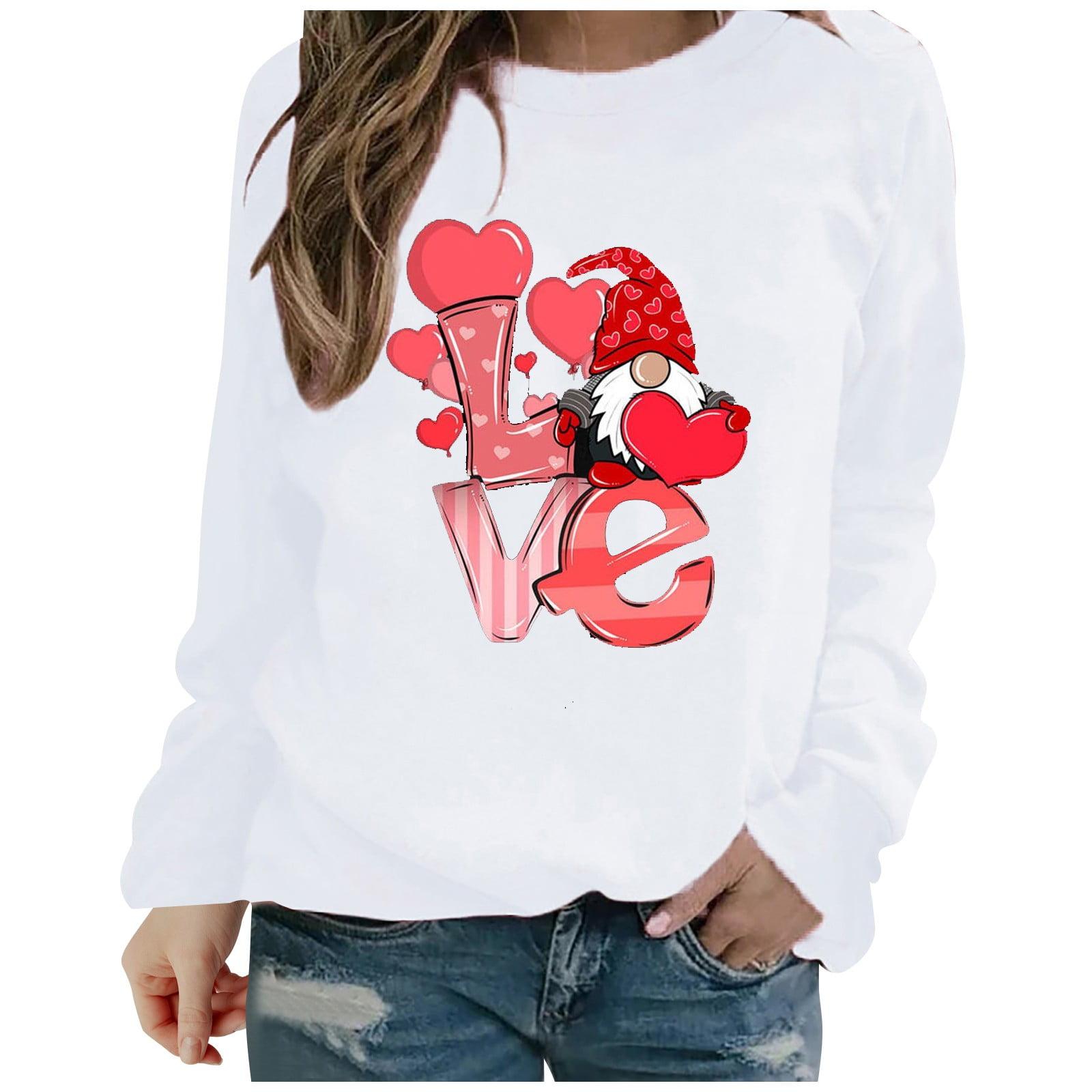 Generic Women's Long Sleeve Shirts Valentine Day Love Heart Graphic ...