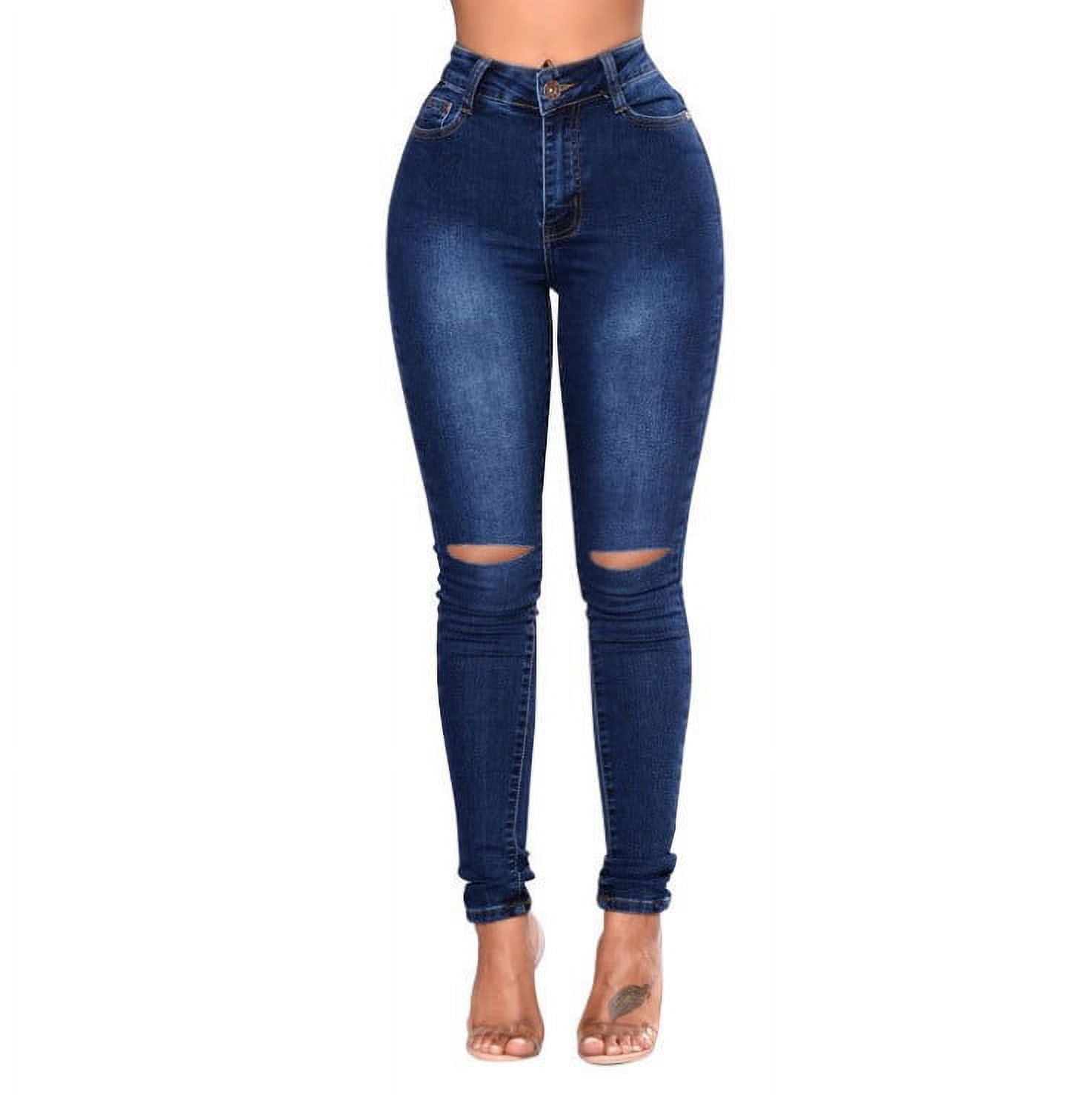 Generic Women's Slimming High Elastic Ripped Jeans Pencil Pants ...