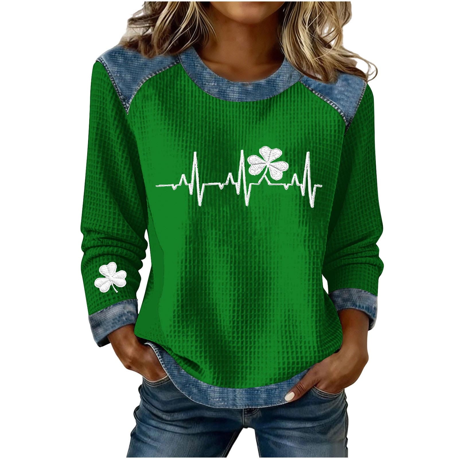 Generic Women's St. Patrick's Day Tshirt Lucky Clover Print Irish Shirt ...
