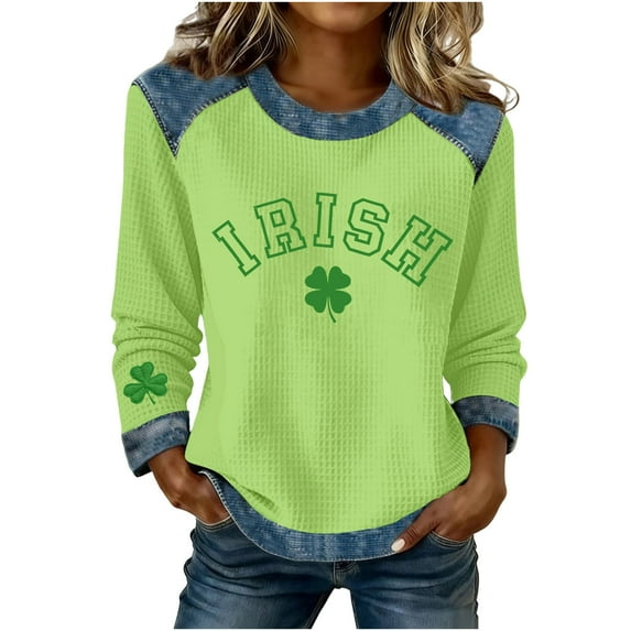 Generic Women's St. Patrick's Day Tshirt Lucky Clover Print Irish Shirt ...
