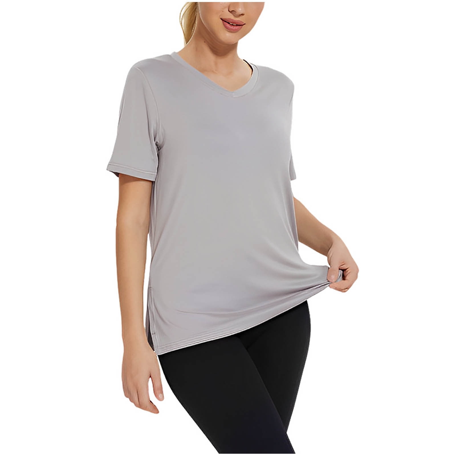 Generic Women's T Shirts V-Neck Short Sleeve UPF 50+ Sun Protection ...