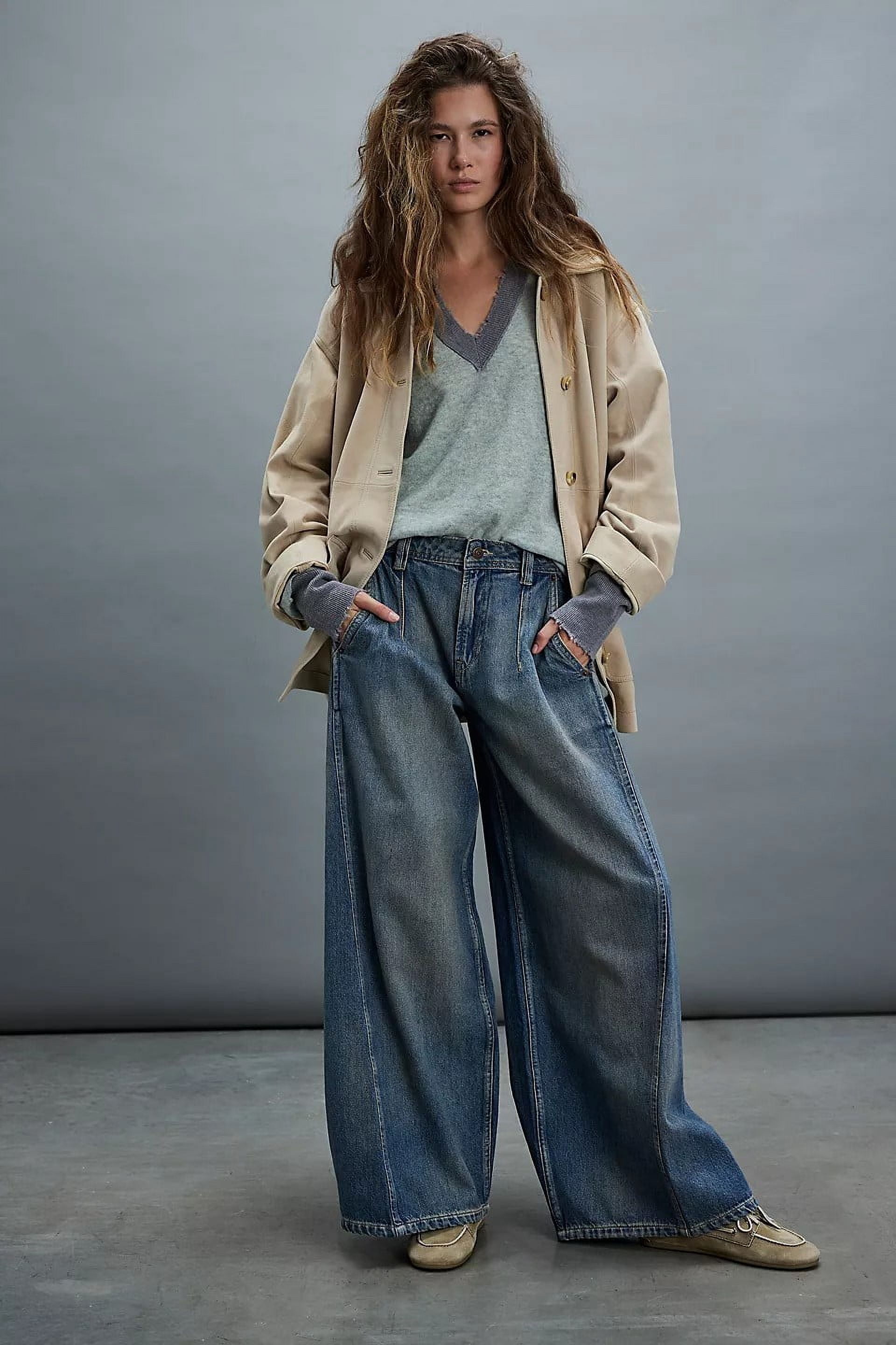 Generic Women's Wide Leg Jeans Washed and Worn Loose Straight Long ...