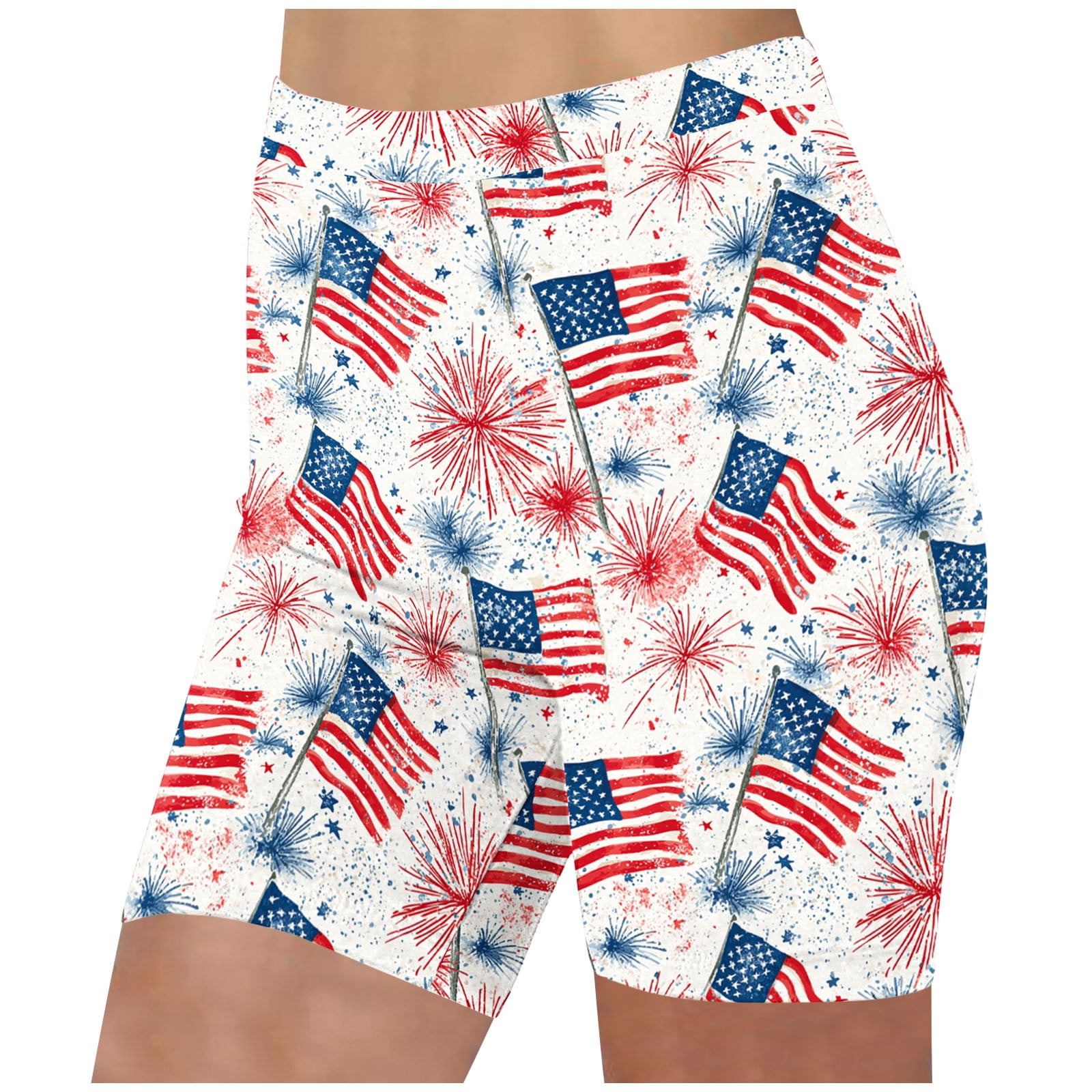 Generic Women's Yoga Short High Waisted USA Flag 4th July Patriotic ...