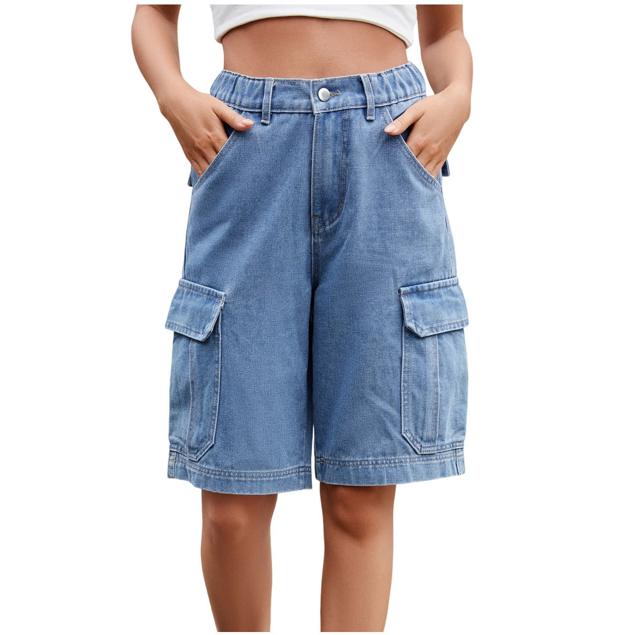 Generic Womens 2025 Trendy High Waisted Denim Shorts Bermuda Baggy Y2K ...
