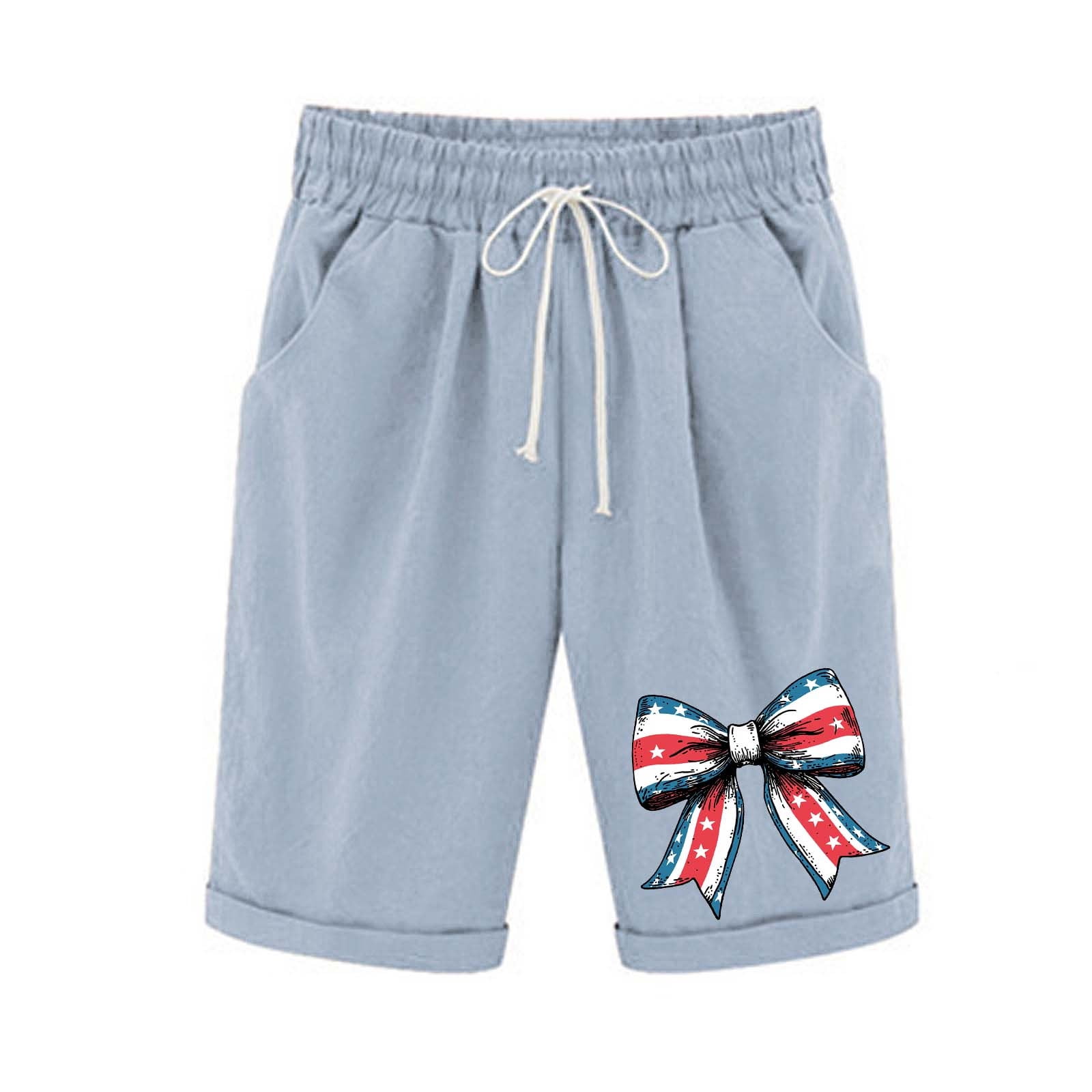 Generic Womens 4th of July Shorts Knee Length Patriotic Beach Short ...