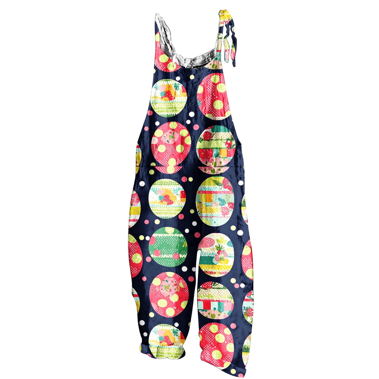 Generic Womens Easter Print Jumpsuits Plus Size Wide Leg Adjustable ...