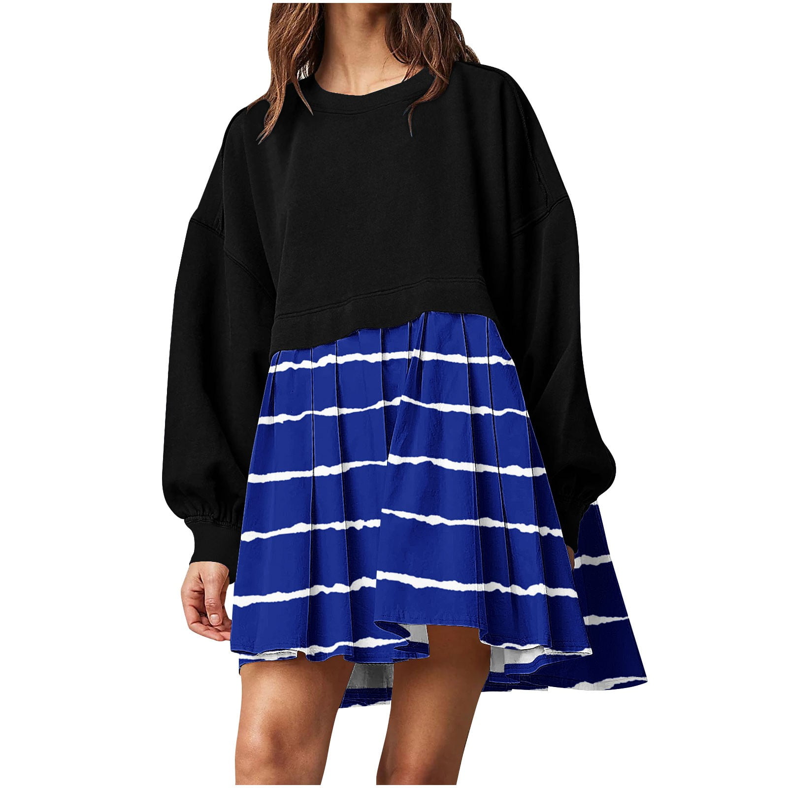 Generic Womens Fall Dresses Casual Long Sleeve Crewneck Mini Dress ...