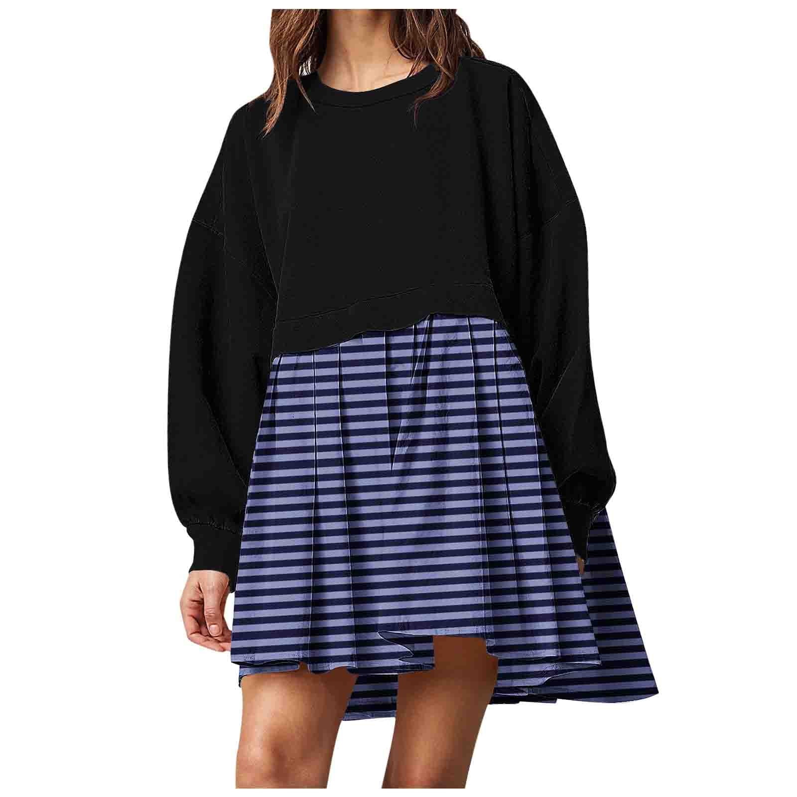 Generic Womens Fall Dresses Casual Long Sleeve Crewneck Mini Dress ...