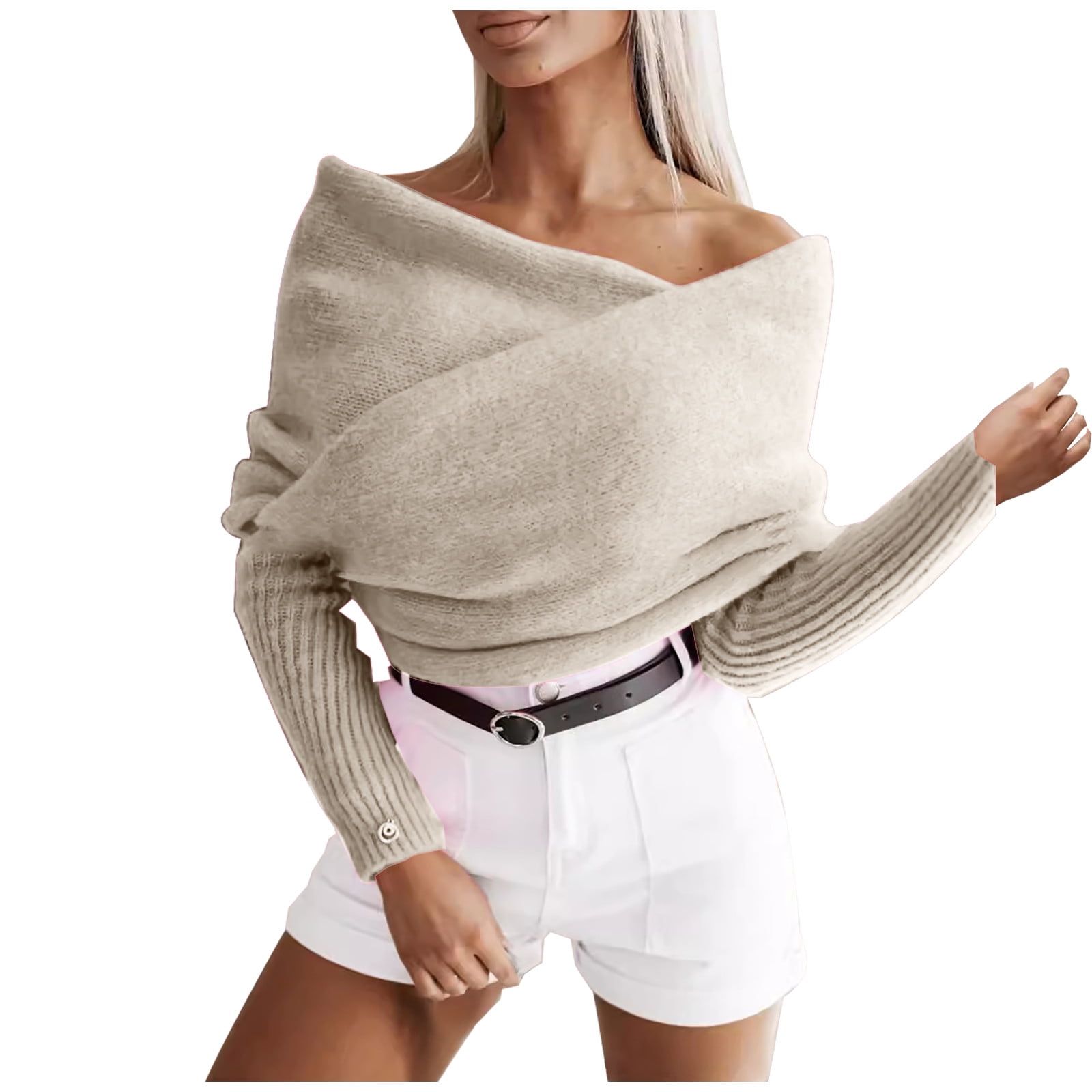 Generic Womens Scarf with Sleeves Knit Wrap Sweater Cozy Crochet ...