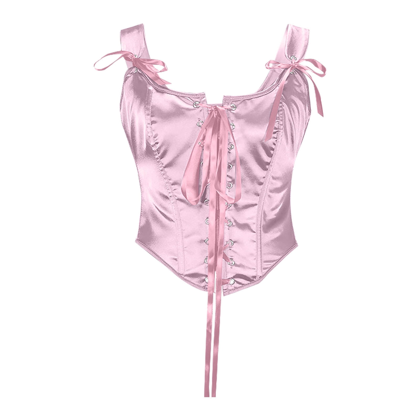 Generic Womens Vintage Grommet Lace Up Tie Front Corset Bustier ...