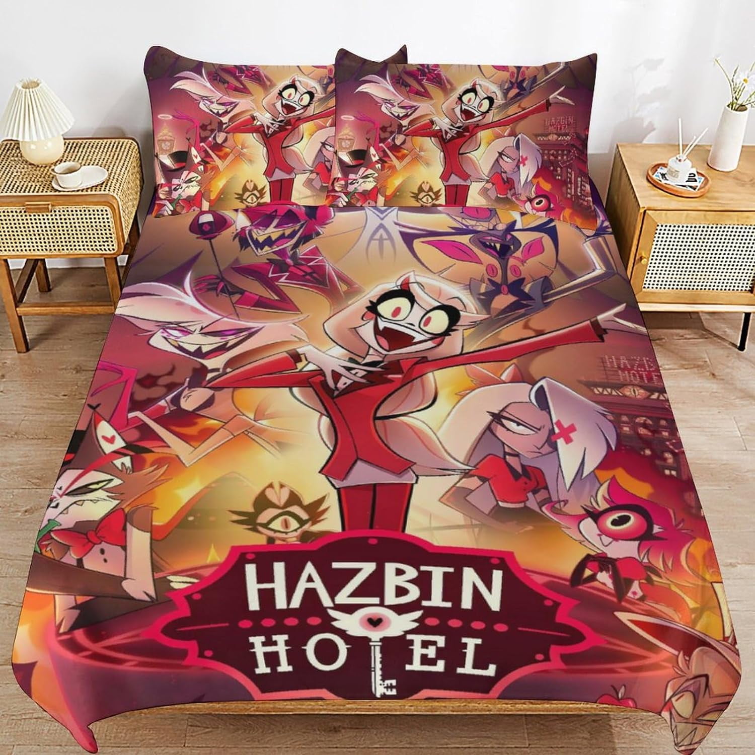 Generic hazbin hotel bedding set for twin XL bed, 86x70 inches, 3 piece ...
