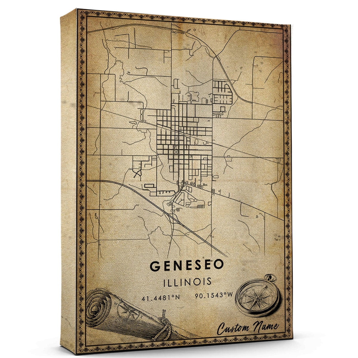 Geneseo Map Poster, Illinois Map Art Poster, Canvas, Geneseo Map City ...