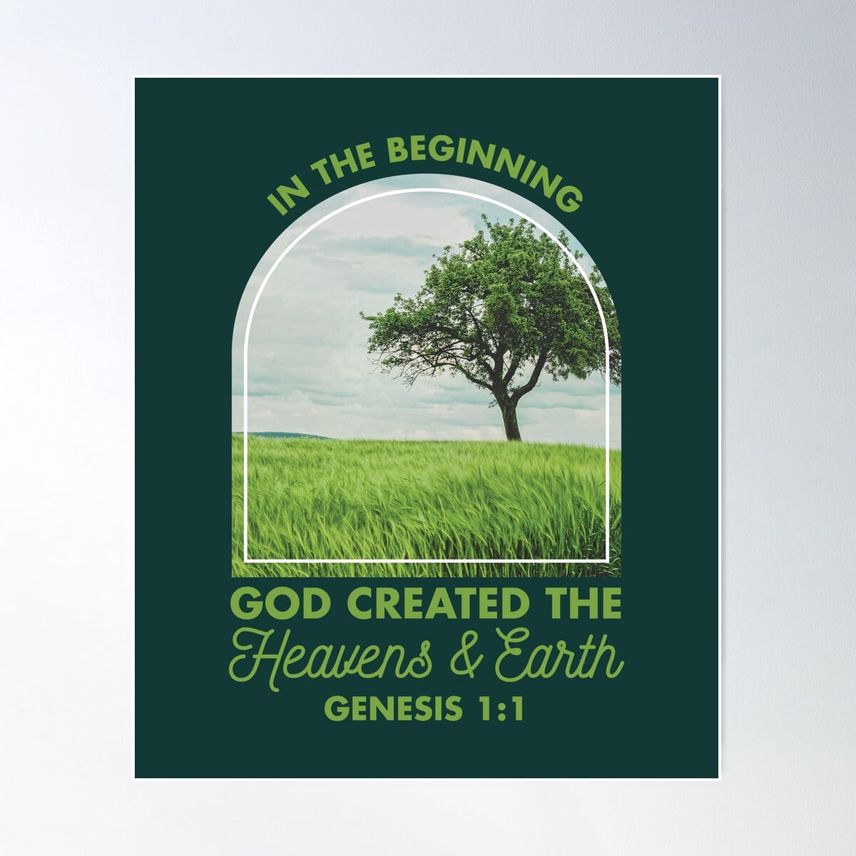 Genesis 1:1 Summer Bible Verse Poster Wall Art, Modern Wall Decor For ...
