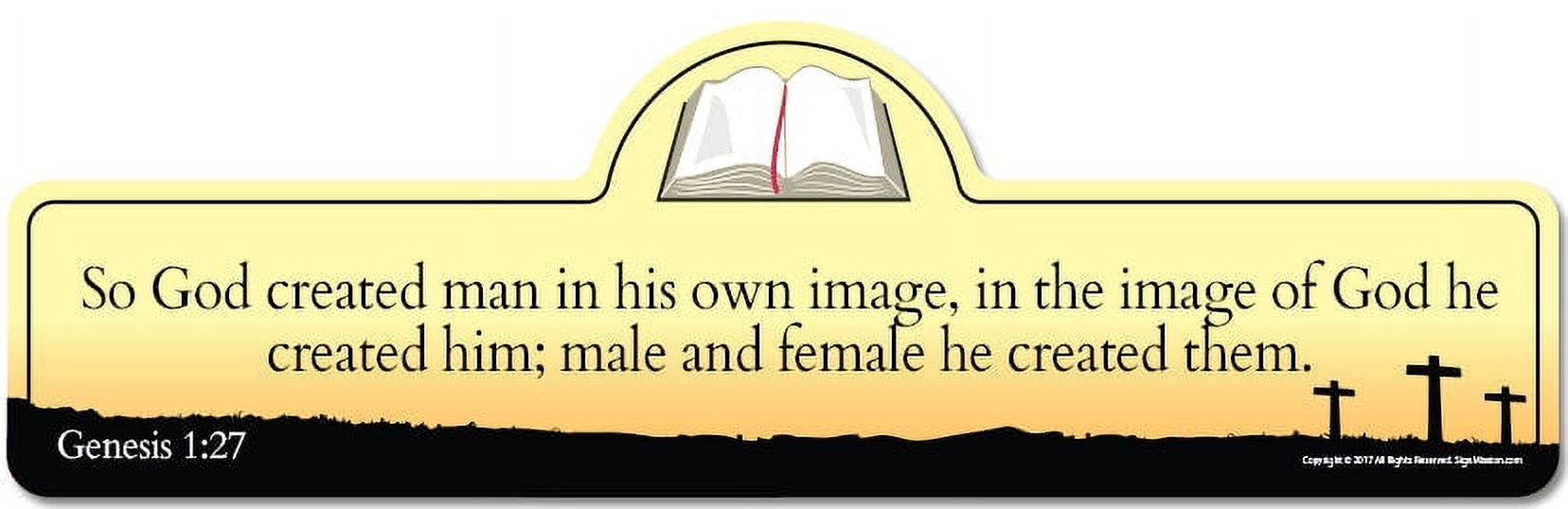 Genesis 1:27 Bible Verse Sign | So God created man in his own image, in ...