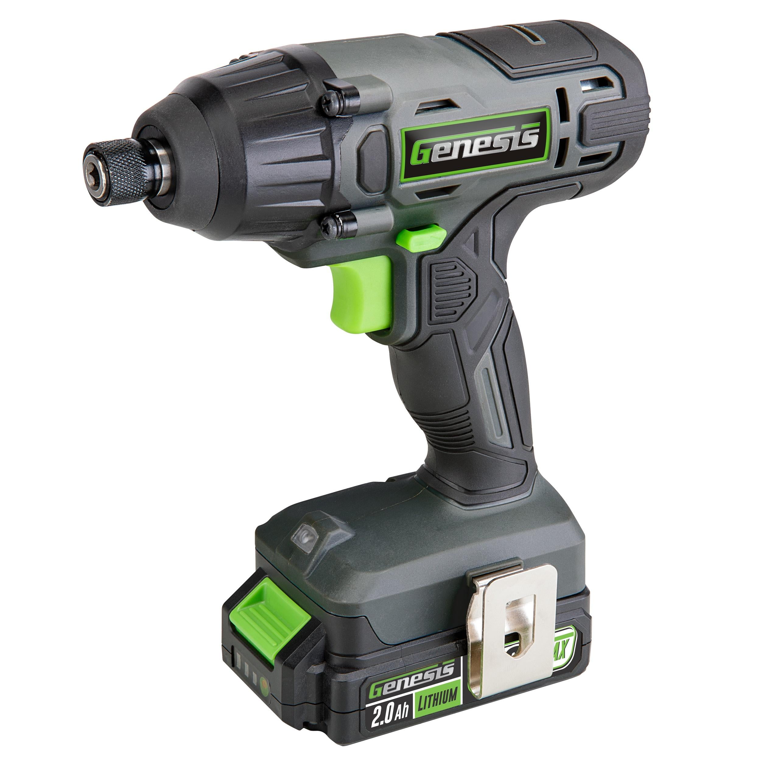 Genesis 20V 1/4 In. Hex Cordless Impact Driver Kit with 2.0 Ah Battery ...
