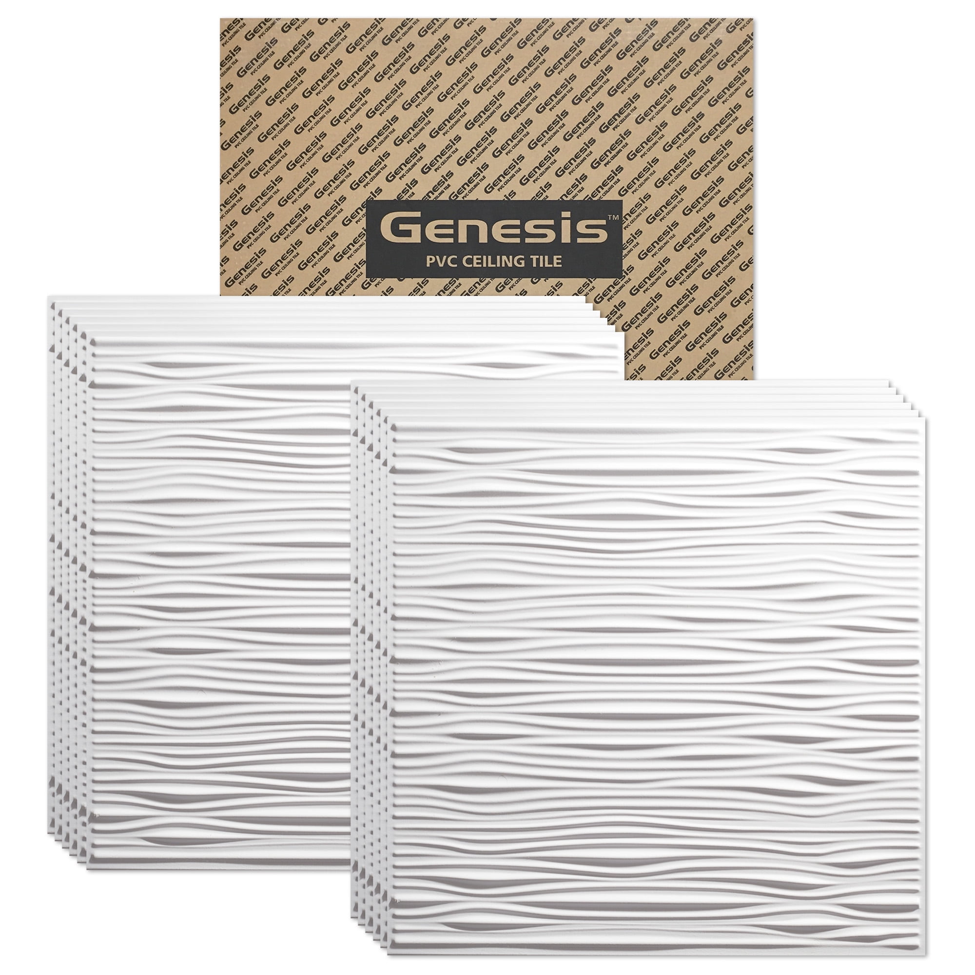 Genesis 2ft x 2ft White Drifts Ceiling Tiles -Package of 12 Tiles ...